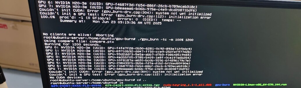 sxm h20 h100 h200的8gpu模组跑gpu-burn报错 - 加速计算 - NVIDIA 开发者论坛